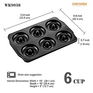 CHEFMADE Donut Pan, Nonstick 6 Cavity Ring Doughnut Pan for Baking, Set of 2