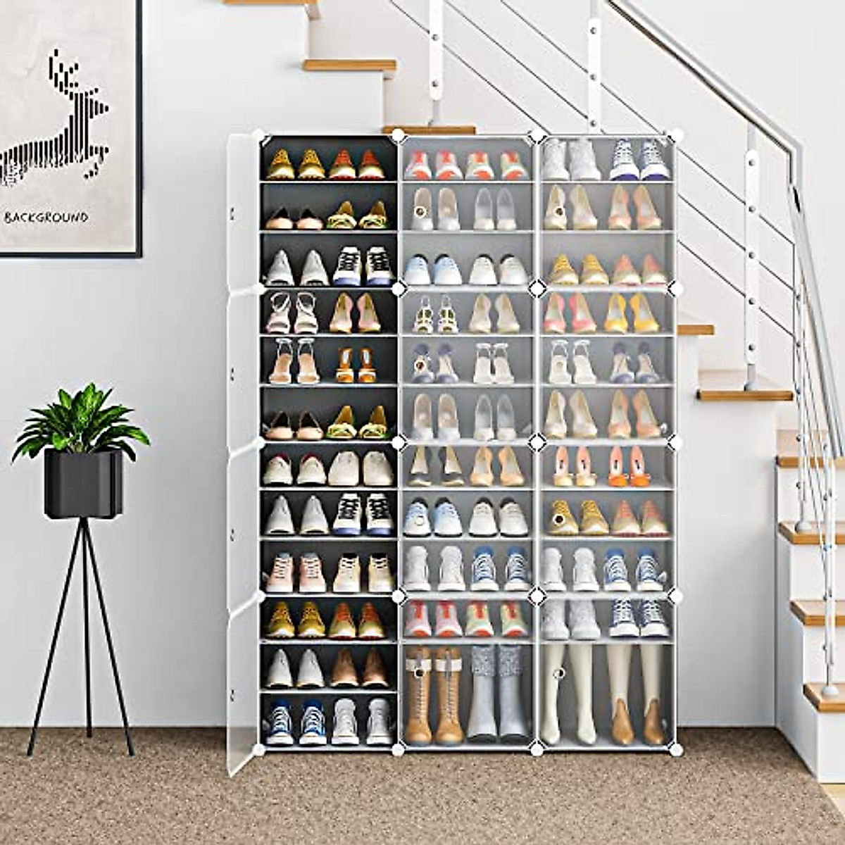 Aeitc Shoe Rack Organizer Shoe Storage Cabinet Narrow Standing Stackable Space Saver (72 Pairs, Grey)