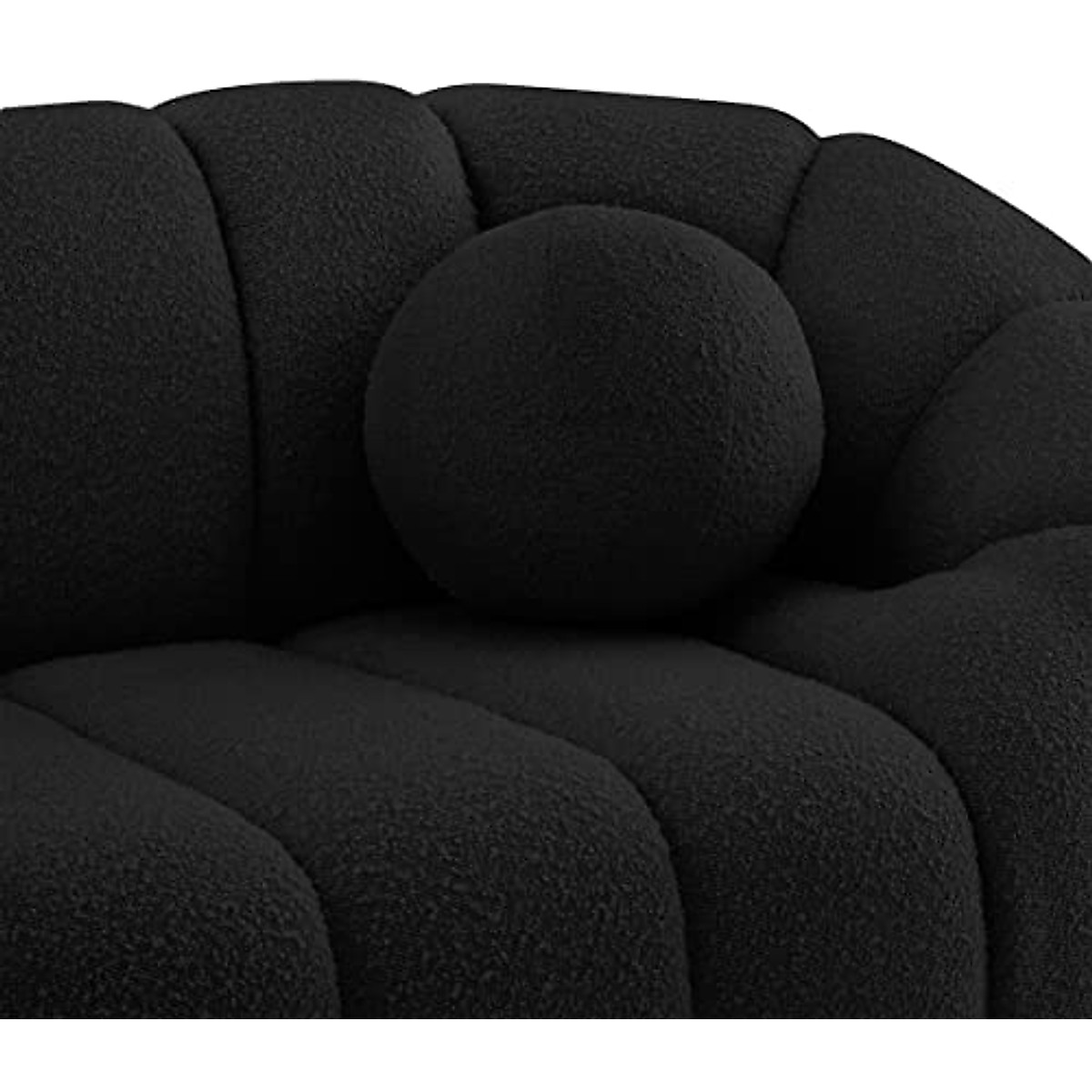 Meridian Furniture 644Black-S Elijah Collection Modern | Contemporary Boucle Fabric Upholstered Sofa, Black, 93.5" W x 34" D x 31" H