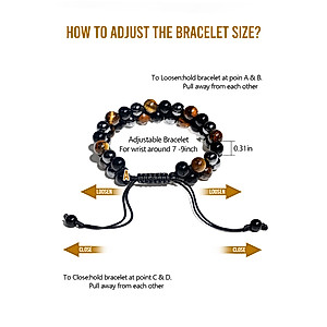 Mlooog Triple Protection Bracelet Energy Obsidian Men's beaded bracelet-tiger's eye lady's double-layered hand protection bracelet brings good luck and wealth