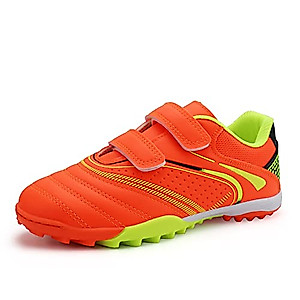 firelli Kids Athletic Turf Soccer Cleats Boys Girls Comfortable Soccer Shoes (3,Orange)