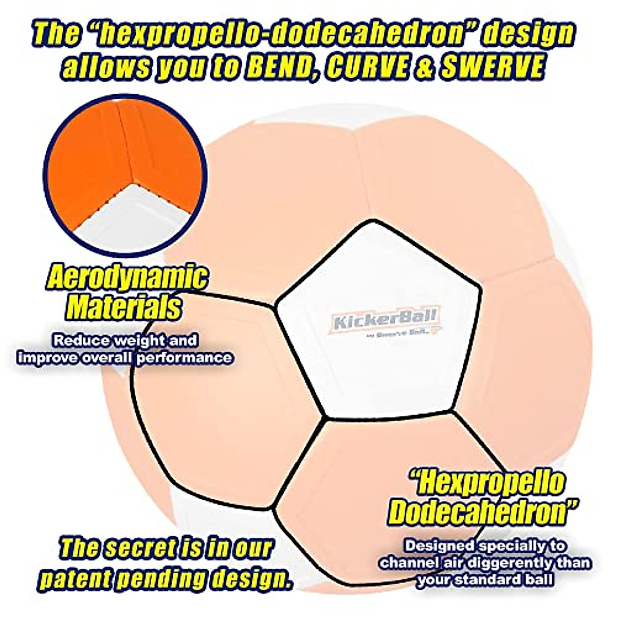 Kickerball Swerve and Curve Size 4 Soccer Ball, Soccer Training Ball with Special Panels to Play Like A Pro, Outdoor and Indoor Soccer Ball, Fun Soccer Ball for Kids and Adults