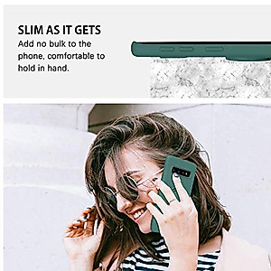 DUEDUE Samsung S10 Case, Liquid Silicone Slim Soft Gel Rubber Cover with Ring Kickstand |Car Mount Function,Shock Absorption Full Body Protective Anti Scratch Case for Samsung S10, Pine Green