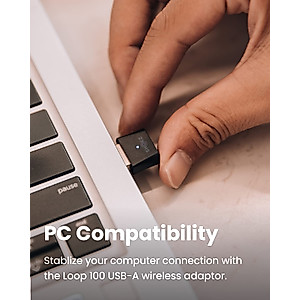 SHOKZ OpenComm UC Bone Conduction Bluetooth Stereo Computer Headset with Loop110 USB-C Adapter-Wireless PC Headphones with Noise-Canceling Boom Microphone for Home Office Use,with Bookmark