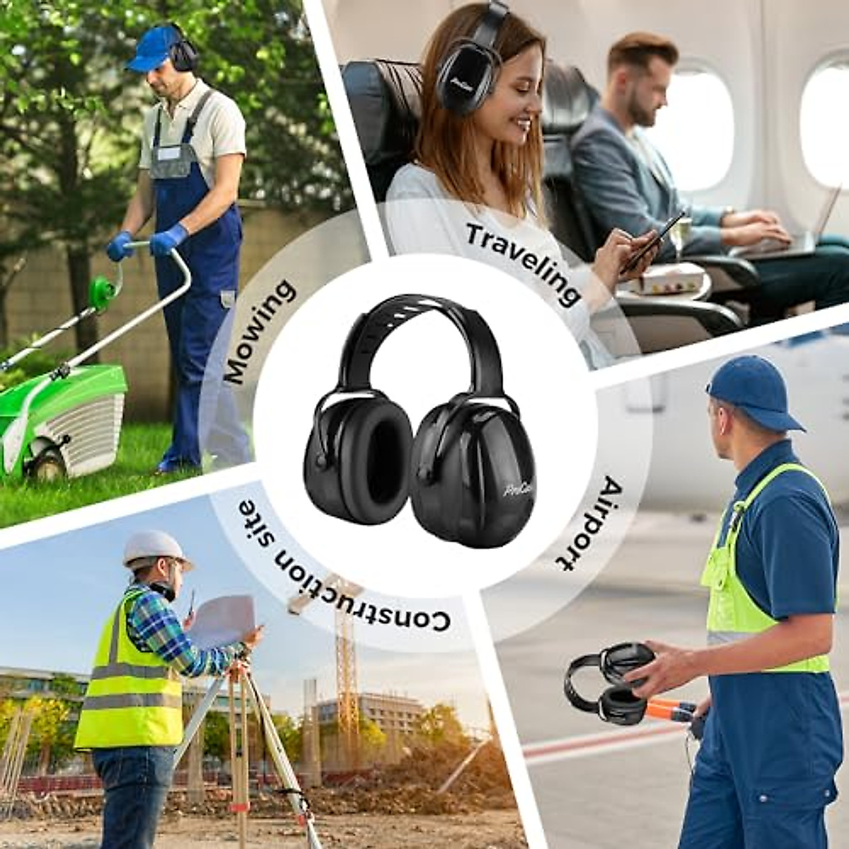 ProCase Noise Reduction Ear Muffs, 29dB NRR Hearing Protection Safety Earmuffs Noise Cancelling Headphones for Shooting Gun Range Mowing Construction, Sound Blocking for Adult Kids Autism -Black