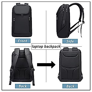 Uaskmeyt Travel Backpack for Men, Business Laptop Backpack Water Resistant Computer Backpack with USB Charging Port (Black1)
