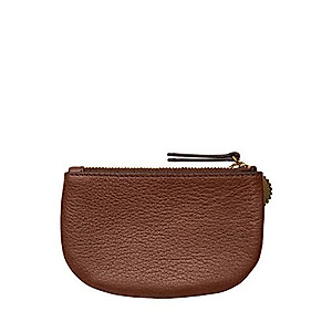 Fossil Women's Polly Leather Wallet Zip Pouch with Keychain, Brown (Model: SLG1465200)