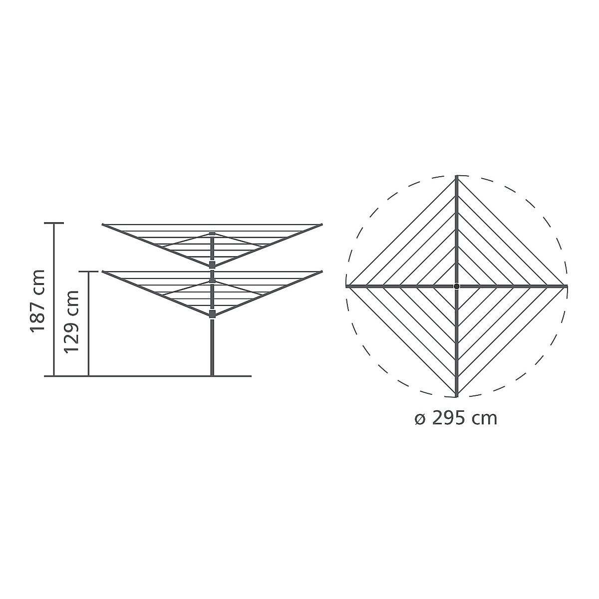 Brabantia Lift-o-Matic Large Rotary Airer Clothesline with Metal Soil Spear, 197 Feet, Silver