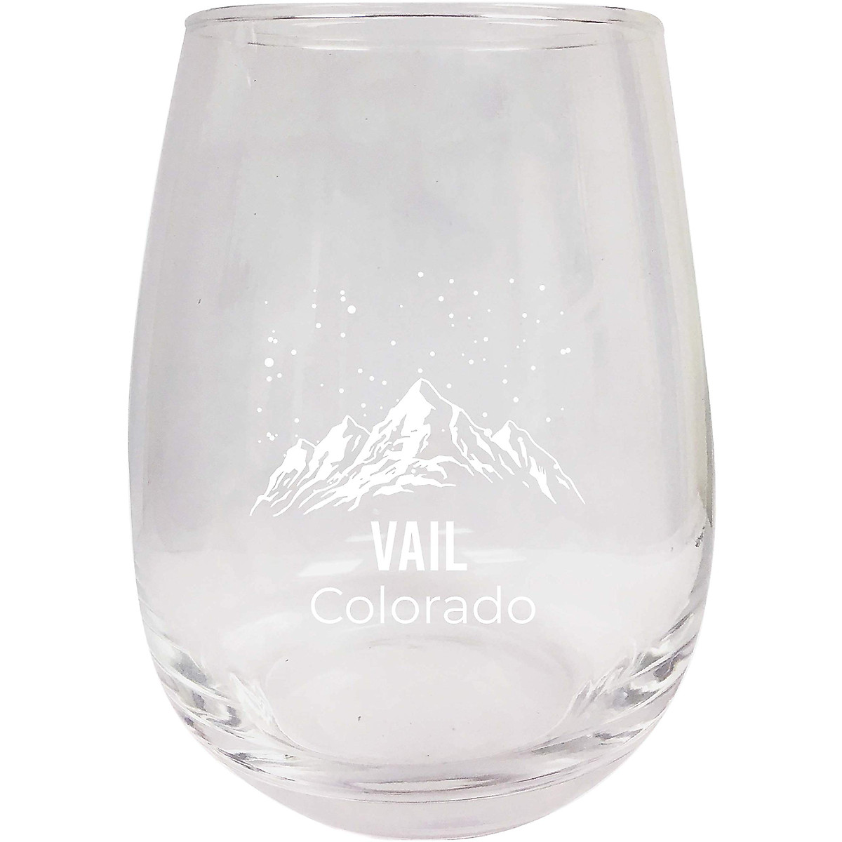 R and R Imports Vail Colorado Ski Adventures Etched Stemless Wine Glass 15 oz 2-Pack