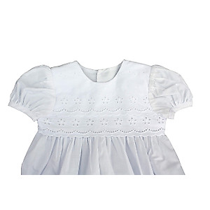 100% Cotton Dress Christening Gown Baptism Gown with Lace Border (Newborn (Birth-7 lbs)) White