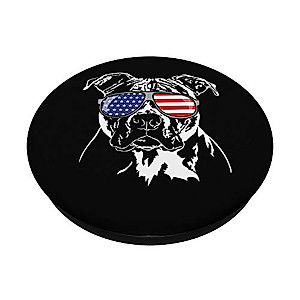 Funny Proud Pitbull American Flag patriotic dog breed gift PopSockets PopGrip: Swappable Grip for Phones & Tablets