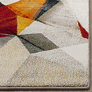 SAFAVIEH Porcello Collection Accent Rug - 4' x 6', Light Grey & Orange, Modern Abstract Design, Non-Shedding & Easy Care, Ideal for High Traffic Areas in Entryway, Living Room, Bedroom (PRL6940F)