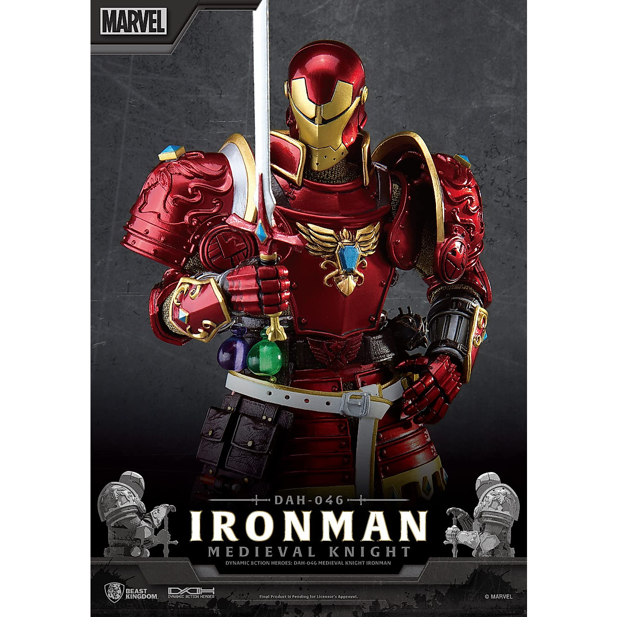 Beast Kingdom Medieval Knight Iron Man DAH-046 Dynamic 8ction Action Figure, Multicolor