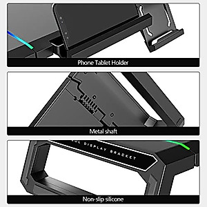 VASDEV Monitor Stand Riser for Desk, RGB Monitor Stand Riser, Computer RGB Monitor Stand Riser, RGB Gamin Computer Monitor Stand, RGB Gamin Computer Monitor Stand Riser with Drawer, Storage and Phone