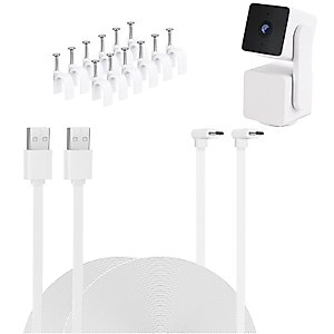 UYODM 2PACK 33FT/ 10M L-Shape Micro USB Extension Cable Compatible with WYZE Cam Pan V3, 90 Degree Extension Charging Cable Power Your WYZE Cam Pan V3 Continuously - White