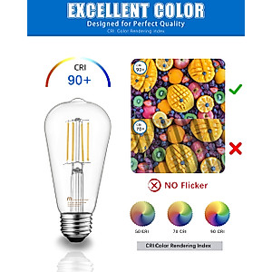 MASTERY MART 10 Pack Vintage LED Edison Bulbs, E26 Led Bulb 5.5W Equivalent to 60W, Dimmable, 4000K Cool White, High Brightness ST58 Antique LED Filament Bulbs, Clear Glass