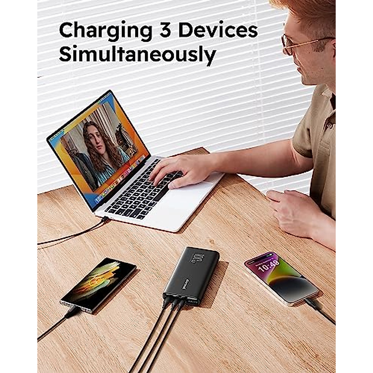 Charmast 100W Laptop Power Bank, 20000mAh Portable Laptop Charger with USB C Port, PD/QC Fast Charging Slim Battery Pack Compatible with iPhone, MacBook, Dell, IPad, Samsung, Switch, HP, Pixel, etc.