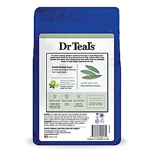 Dr Teal’s Salt Soak with Pure Epsom Salt, Cannabis Sativa Hemp Seed Oil, 3 lbs