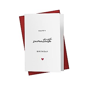 70th Birthday Card for Him Her - 70th Anniversary Card - 70 Years Old Birthday Card for Brother Sister Friend - Happy 70th Birthday Card for Men Women - Karto - Cursive