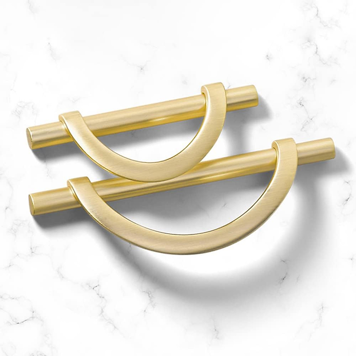 DAPANIY Brushed Gold Cabinet Pulls Drawer Pulls, Half Moon Shape Pulls Gold Drawer Dresser Kitchen Handles Antique Cupboard Door Handles, 4Packs ‎3.75inch