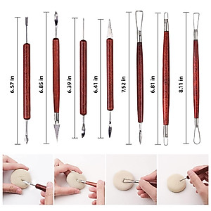 Blisstime 18PCS Clay Sculpting Tools, Basic Clay Pottery Carving Tool Kit with Wooden Handles and Tool Bag