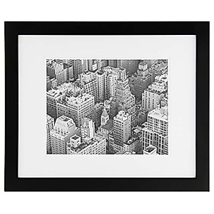 Gallery Solutions 16x20 Black Wall Picture Frame with Double White Mat For 11x14 Image