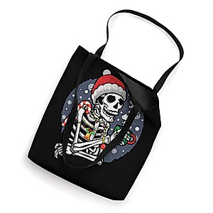 Cool Skeleton Drinking Chocolate Winter December Christmas Tote Bag