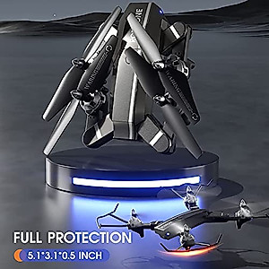 Mini Drone with 1080p Dual HD Camera, Intelligent Altitude Hold, Foldable Quadcopter HD FPV Camera Remote Control Toys Gifts for Beginner One-Touch Speed Adjustment - Blcak