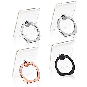 Cell Phone Ring Holder Finger Kickstand - 4Pcs Cell Phone Case Ring Stand 360 Rotation Phone Holder Clear Popsockets with Finger Ring - iPad Kickstand for Phone Case Compatible to iPhone Samsung