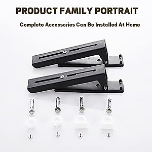 304 Stainless Steel Microwave Wall Mount Brackets Universal Shelf Wall Bracket Telescopic Microwave Oven Rack Adjustable Folding Sturdy Kitchen Accessories (Black)