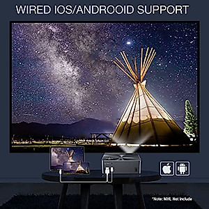 XIAOYA Outdoor Projector, HD Movie Projector Support 1080P, 4000 Lumens Home Theater Projector with HiFi Speaker, Compatible with HDMI, Fire Stick, USB(Black-w2)