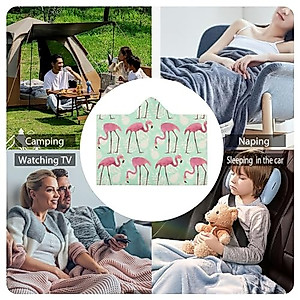 TaoYTao 50"x60" Women Flamingo Summer Pattern Blanket Hoodie, Foldable Wearable Funny Hooded Blanket Robe Cloak, Christmas Birthday Gifts Anniversary For Wife Girlfriend Women