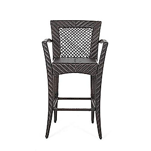 Christopher Knight Home Megan Outdoor 46" Wicker Barstool (Set of 2), Multi Brown Finish