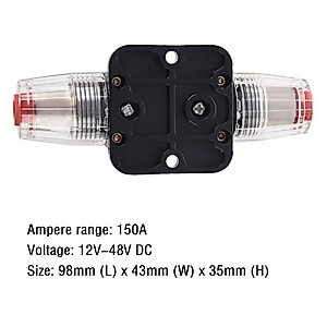 ANJOSHI Circuit Breaker 150amp 20-150A Inline Fuse Holders for Car Audio and Amps Overload Protection Reset Fuse Inverter 12V-48V DC Replace Fuses