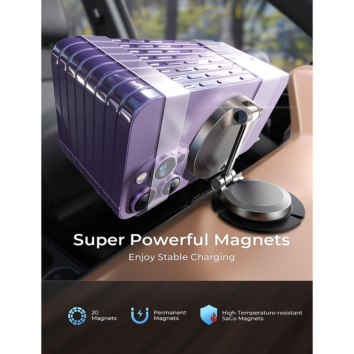 LISEN for Magsafe Car Mount Charger [Fastest Charging Speed] 15W Fast Charging Wireless Car Charger iPhone Car Mount, Phone Holder Mount for Car Dashboard for iPhone 15 Pro Max Plus 14 13 12 Mini