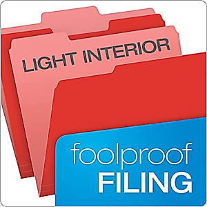 Pendaflex Two-Tone Color File Folders Letter Size - 100 Pack of 12 Assorted Colors Folders for Documents - 1/3-Cut Tabs