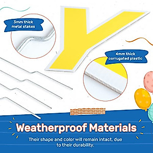 HOSMER Happy Birthday Yard Signs with Stakes -15'' Large Happy Birthday Yard Sign Letters - Waterproof Happy Birthday Yard Letters with Stakes - Happy Birthday Signs for Yard - Alphabets Yard Letters