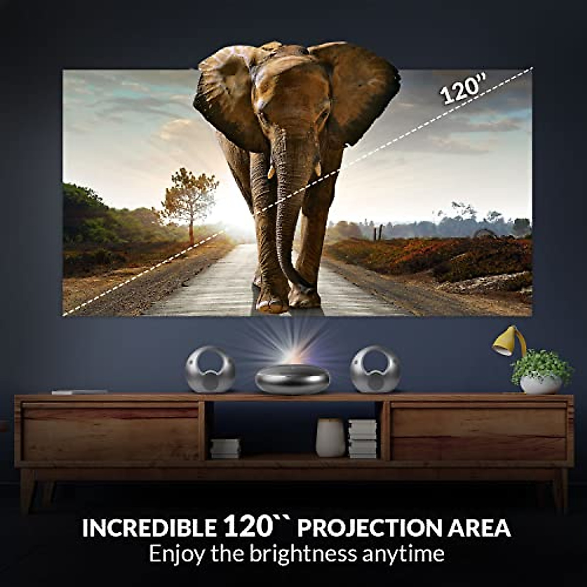 WBM SMART Ultra Short Throw 4K Projector UHD 100 Inch Smart TV with Two External Speakers