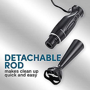 Elite Gourmet EHB1023 Immersion Hand Blender 300 Watts 2 Speed Mixing with Detachable Blades, Detachable Wand Stick Mixer, Smoothies, Baby Food, Soup, Black