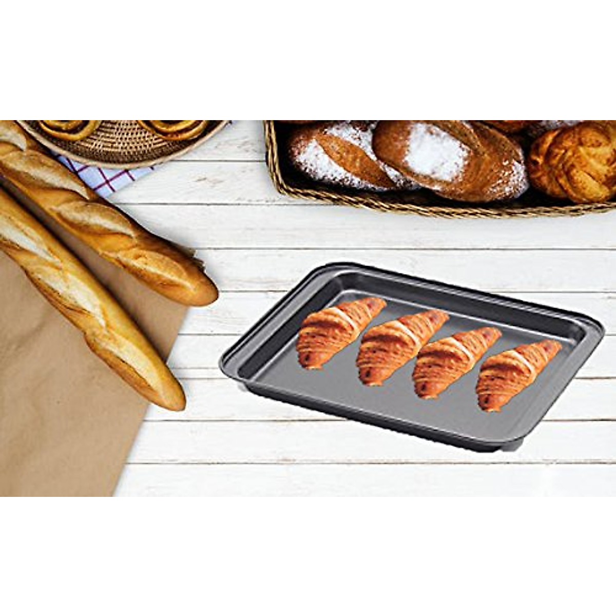 Little Small Baking Sheets Nonstick Set of 2 (9.5inch X 7.1inch) - SS&CC 8 Inch Nonstick Baking Toaster Oven Tray Cookie Sheets, 1 or 2 Person Household