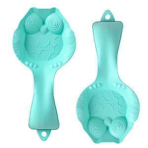 Webake Silicone Spoon Rest 2 Pack for Stove Top, Owl Shape Cooking Spoon Holder, Ladle Holder, Spatula Holder for Kitchen, Dining Table, Fork, BBQ Brushes, Tongs