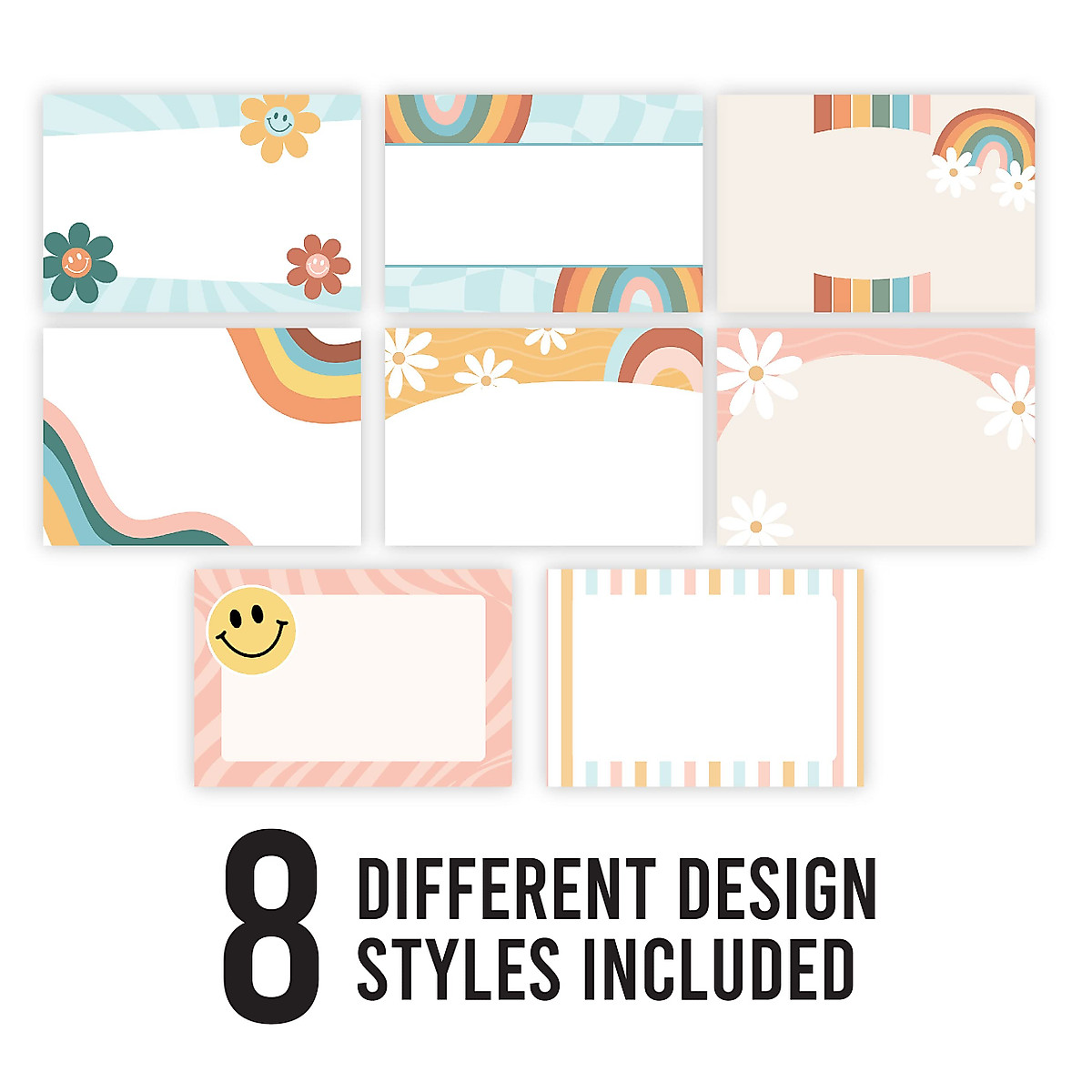 Hadley Designs Retro Name Tag Stickers for Kids - 56 Self-Adhesive Labels