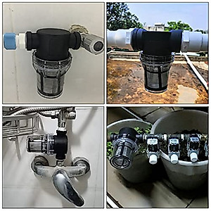 1/2" Sediment Filter Attachment Water Filter T Strainer with 80Mesh Filter Screen Plastic Inline Hose Filter Twist-On Pipe Strainer for Municipal Water,Garden Hose,RV