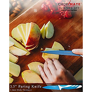 Chopmate Color Stainless Steel Non-Stick Ceramic Coated 8 Piece Kitchen Knife Set