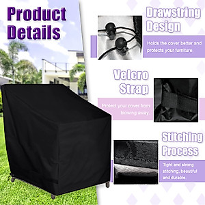 HILUHIDI Patio Furniture Covers 2 Pack, Black Outdoor Furniture Covers Waterproof, Heavy Duty Patio Chair Covers for Patio Furniture