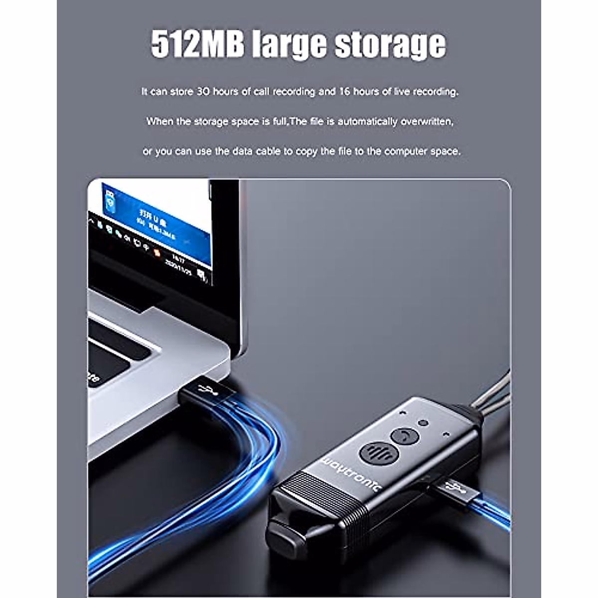 Waytronic Bluetooth Call Recording Headset Mobile Phone Call Recording Equipment Phone Call Recorder Earphones for iPhone and Android (Black)