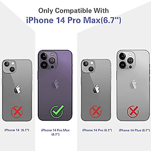 YOYORI iPhone 14 Pro Max Case with Screen Protector, Flower Pattern Design, Floral Clear Women Phone Case Shockproof Protective Soft TPU Bumper Cover 6.7 Inch 2022 (Lavender/Purple)