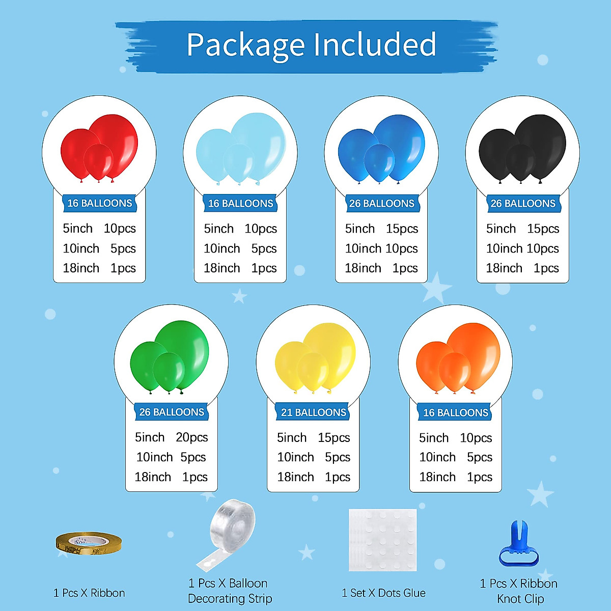 HYOWCHI A-mong Game Party Supplies Balloon Arch - 147 Pcs A-mong Theme Balloon Garland Arch Kit, Blue Green Red Yellow Orange Balloon Arch For Galaxy Alien Game Birthday Baby Shower Decorations