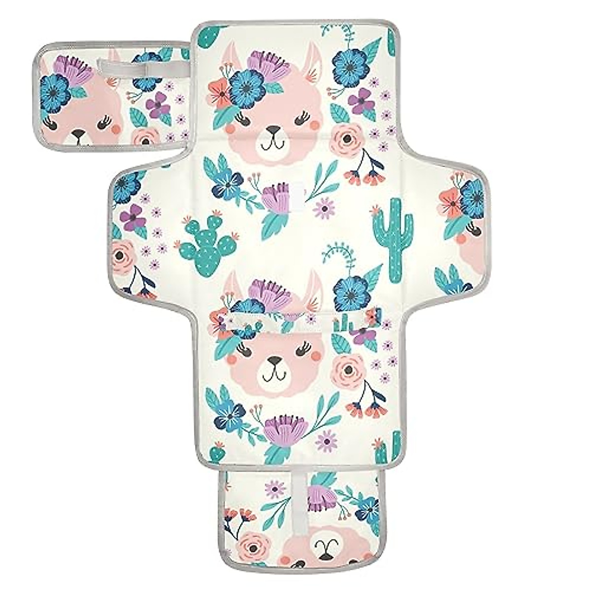 Bulletgxll Llama Cactus Portable Diaper Changing Pad Waterproof Changing Pad with Baby Tissue Pocket and Magic Stick for Newborn Baby.