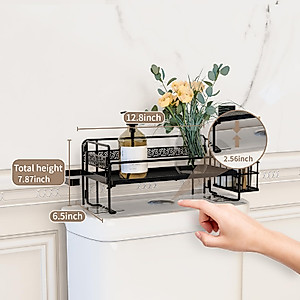 Iirios Over The Toilet Storage, 1-Tier Folding Bathroom Shelf Over Toilet, Over Toliet Organizer with Metal Basket and Paper Holder, Above Toilet Storage Shelf, No Assembly, No Drilling Space Saver